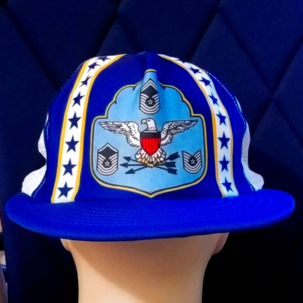 Rare 1970s Air Force Top 3 Senior Enlisted Hat Cap - Gem